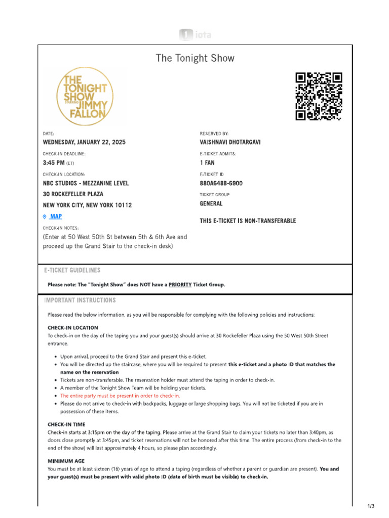 Fallon Show Ticket | PDF