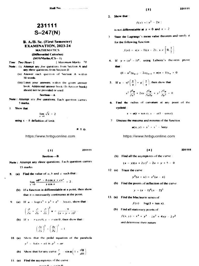 Mathematics Bsc 1st Sem Harsh Rana Nsui | PDF