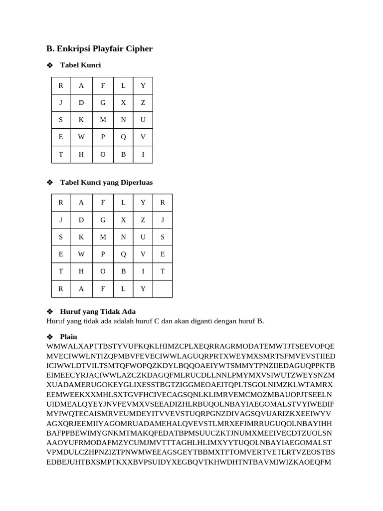 3 enkripsi 150 kata playfair cipher | PDF