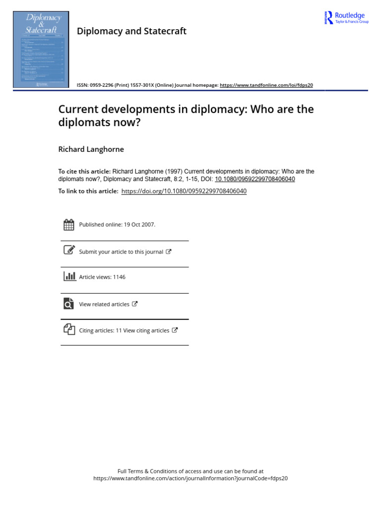 Evolution of Modern Diplomacy | PDF | Diplomacy | Non Governmental ...
