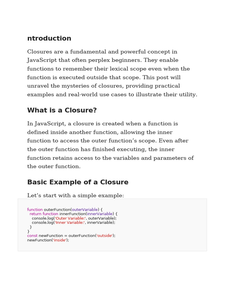 Understanding JavaScript Closures - The Magic Behind The Curtain | PDF | Java Script | Scope ...