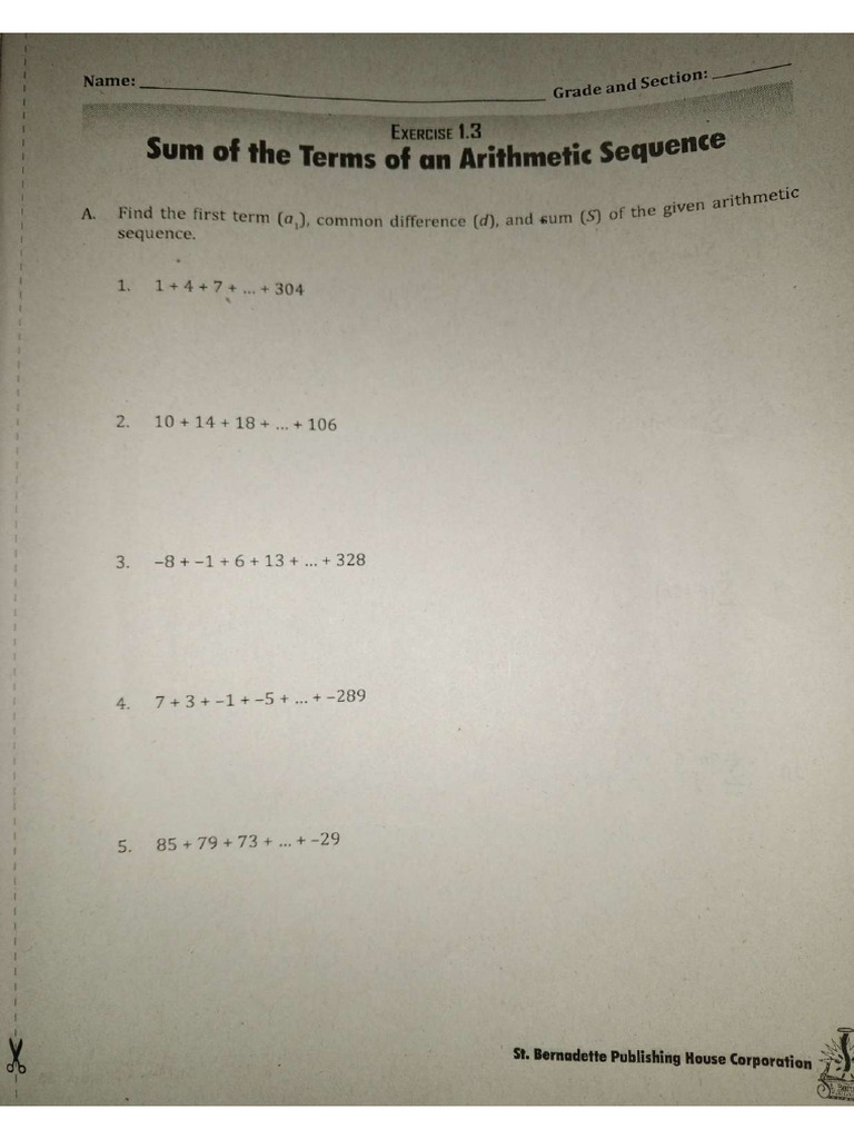 Sum of The Terms of An Arithmetic Sequence | PDF