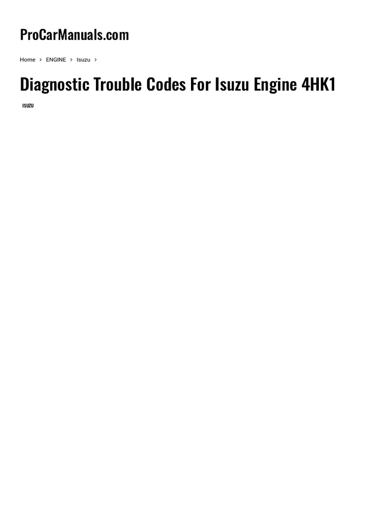 Diagnostic Trouble Codes For Isuzu Engine 4HK1 - PDF For FREE | PDF ...