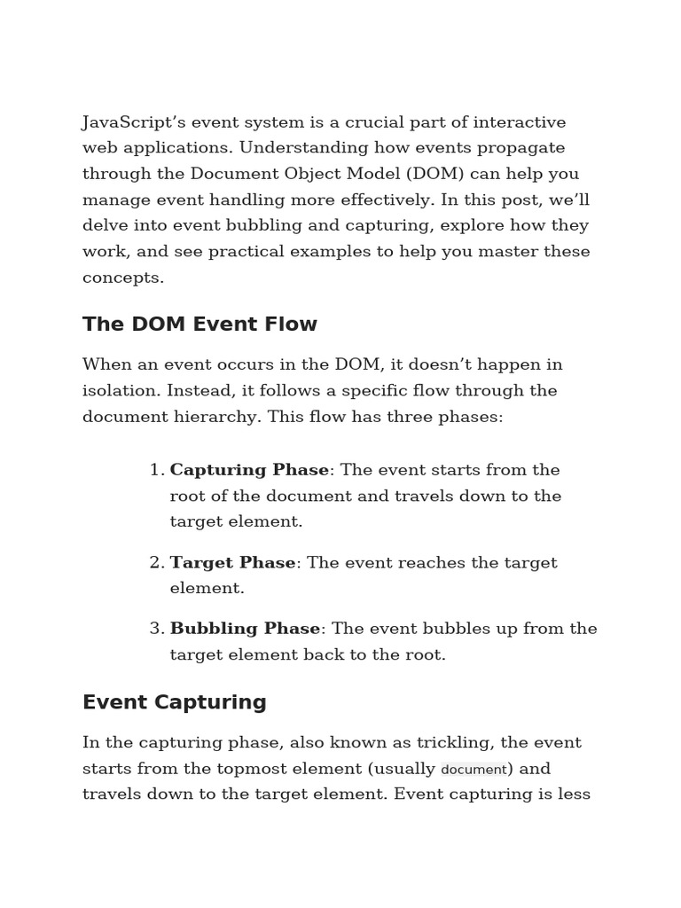 Event Bubbling and Capturing | PDF | Document Object Model | Java Script
