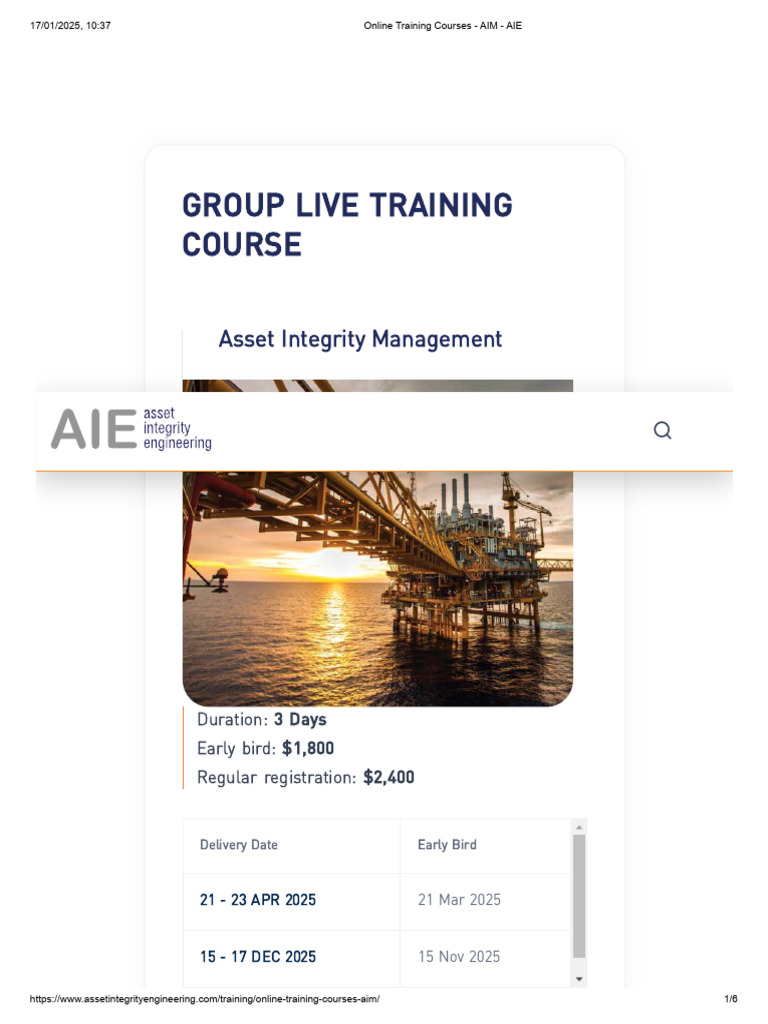 Online Training Courses - Asset Integrity Management | PDF | Risk