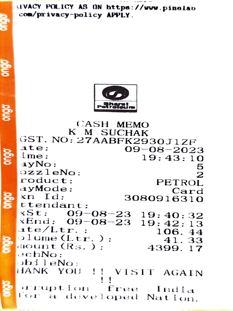 Petrol Bill Aug 10, 2023 | PDF