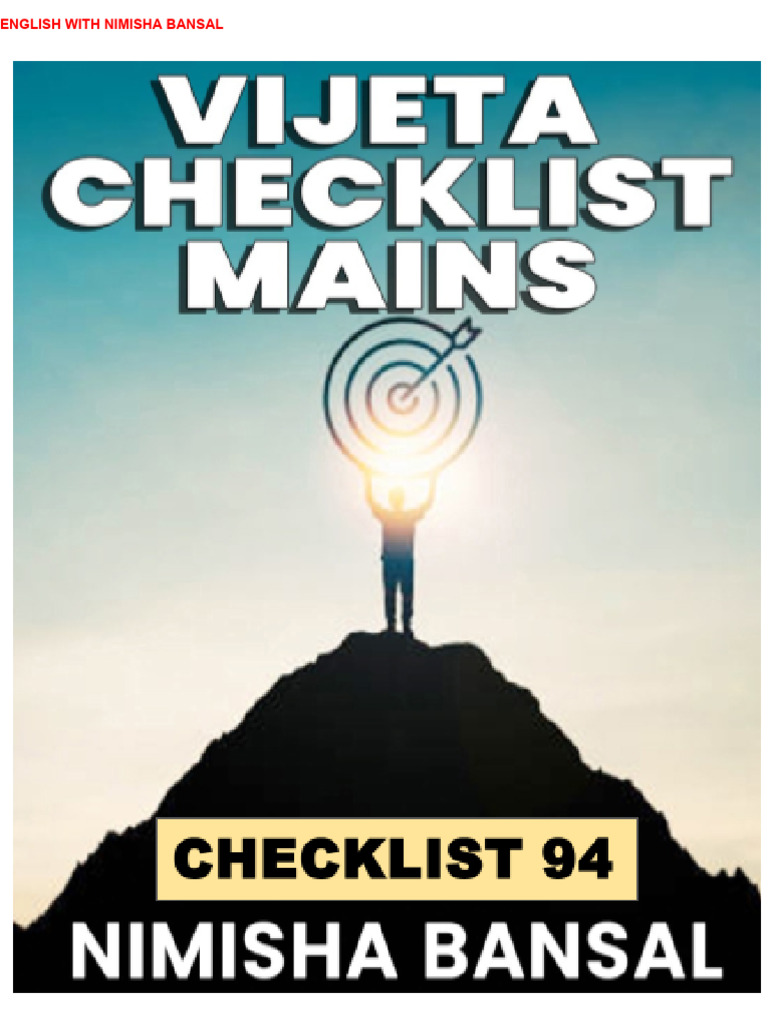English Mains Vijeta Checklist-94 (Jan 16th 2024) | PDF