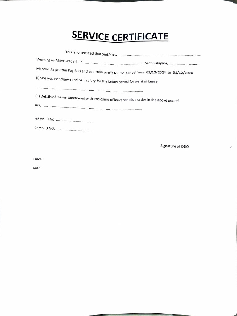 Service Certificate | PDF