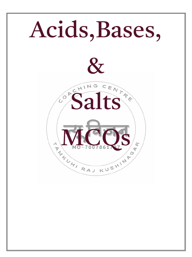Acids, Bases, and Salts MCQs Guide | PDF | Sodium Carbonate | Acid