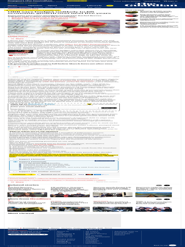 OBR Says Budget Unlikely To Lift Economic Growth Over Next Five Years ...