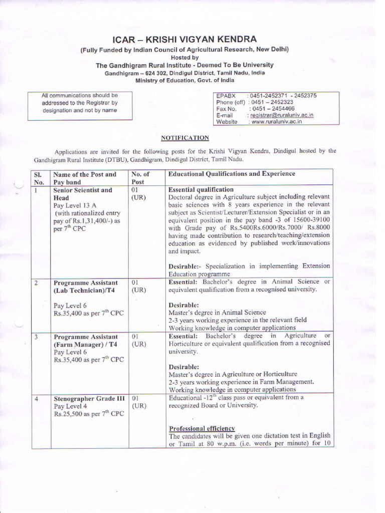 Detailed Recruitment Notification | PDF