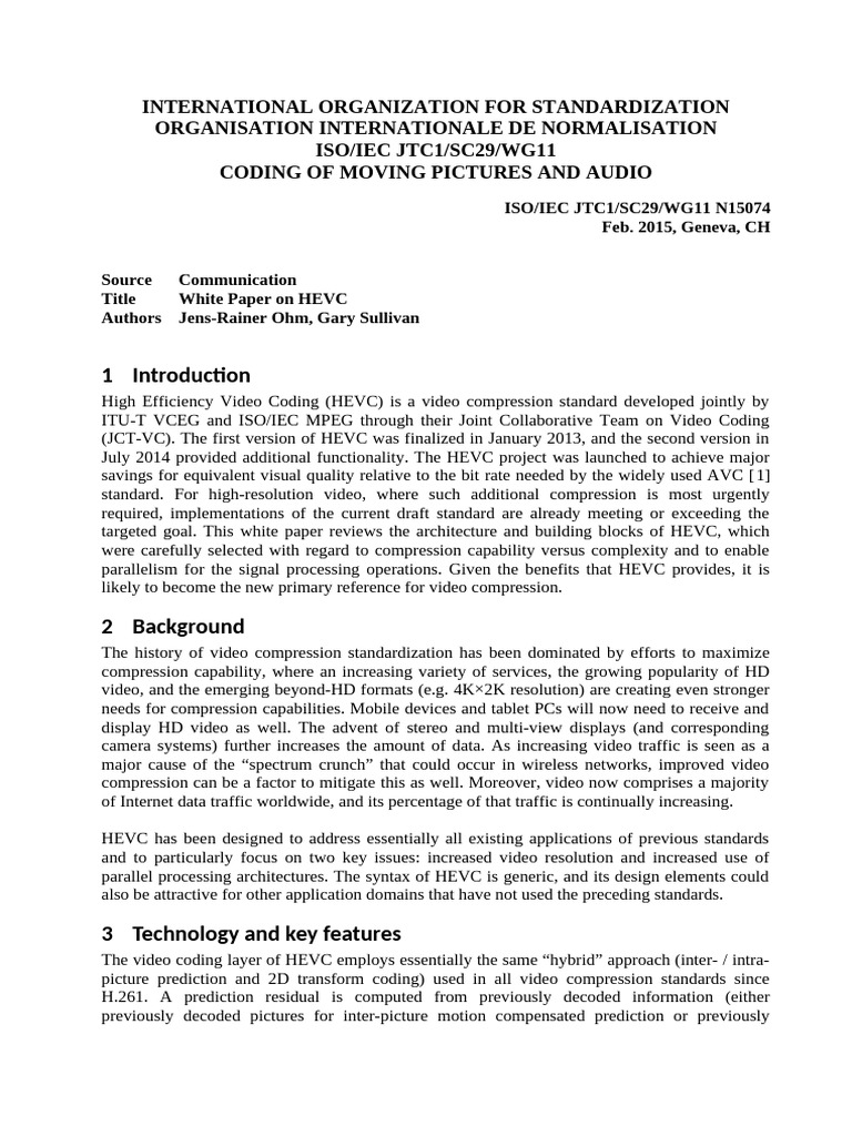 w15075_HEVC | PDF | Information And Communications Technology | Video