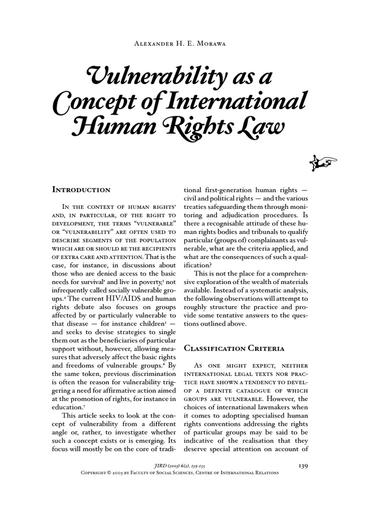 Morawa - 2003 - Vulnerability As A Concept of International Human | PDF ...