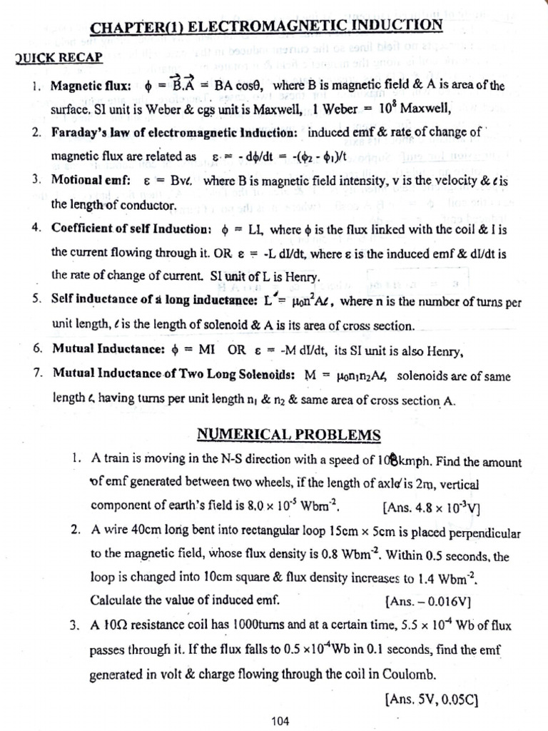 EMI Numericals | PDF | Inductance | Electromagnetic Induction