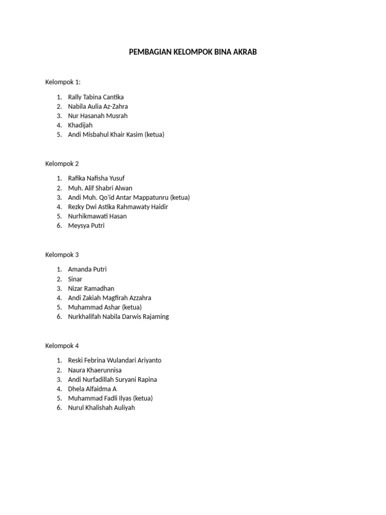 Kelompok Bina Akrab Fiks | PDF