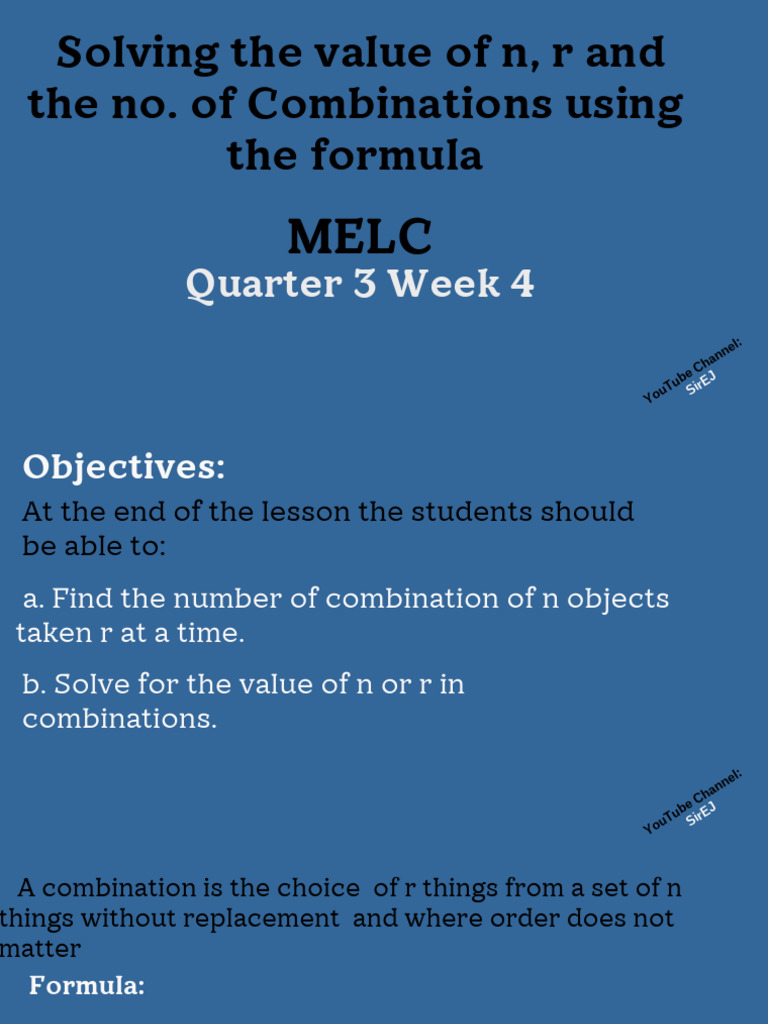 Combinations: Finding n and r Values | PDF