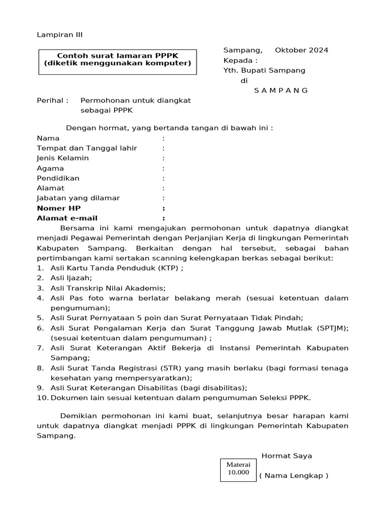 LAMPIRAN PENGUMUMAN PPPK 2024-1 | PDF