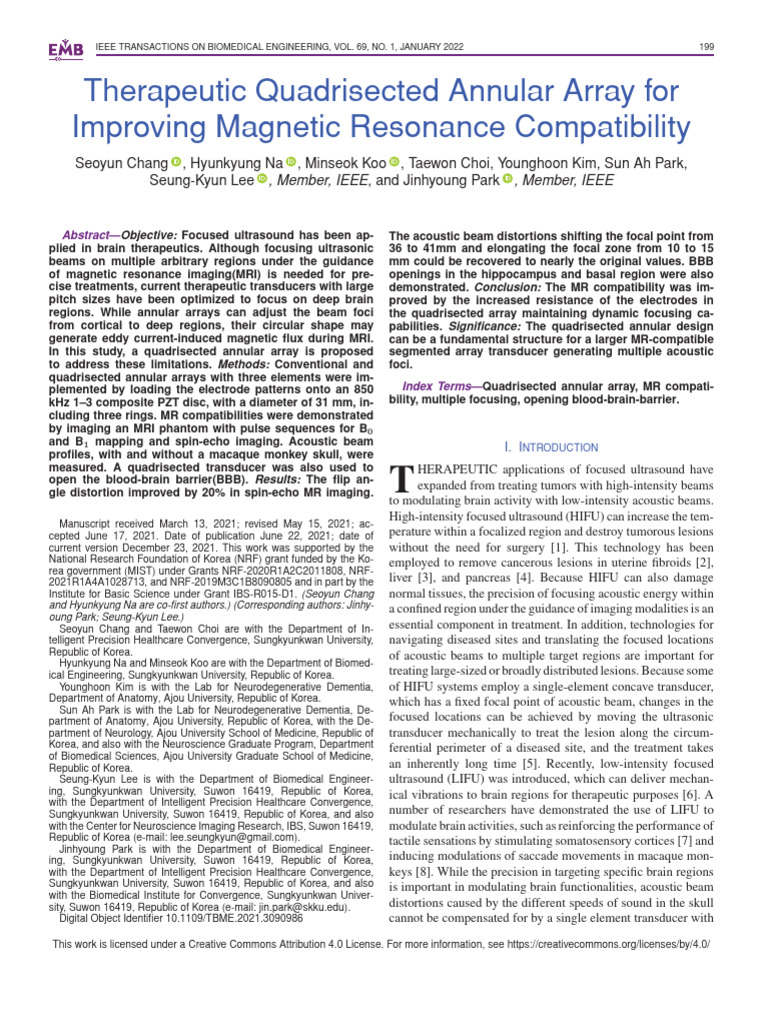 Therapeutic Quadrisected Annular Array for Improving Magnetic Resonance ...