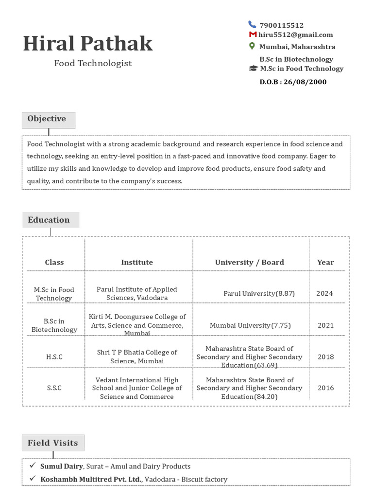 Hiral Resume | PDF | Science | Cognition