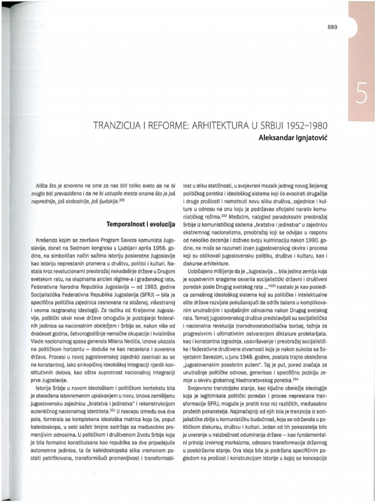 Tranzicija i reforme arhitektura u Srbiji 1952-1980 [Transition and ...