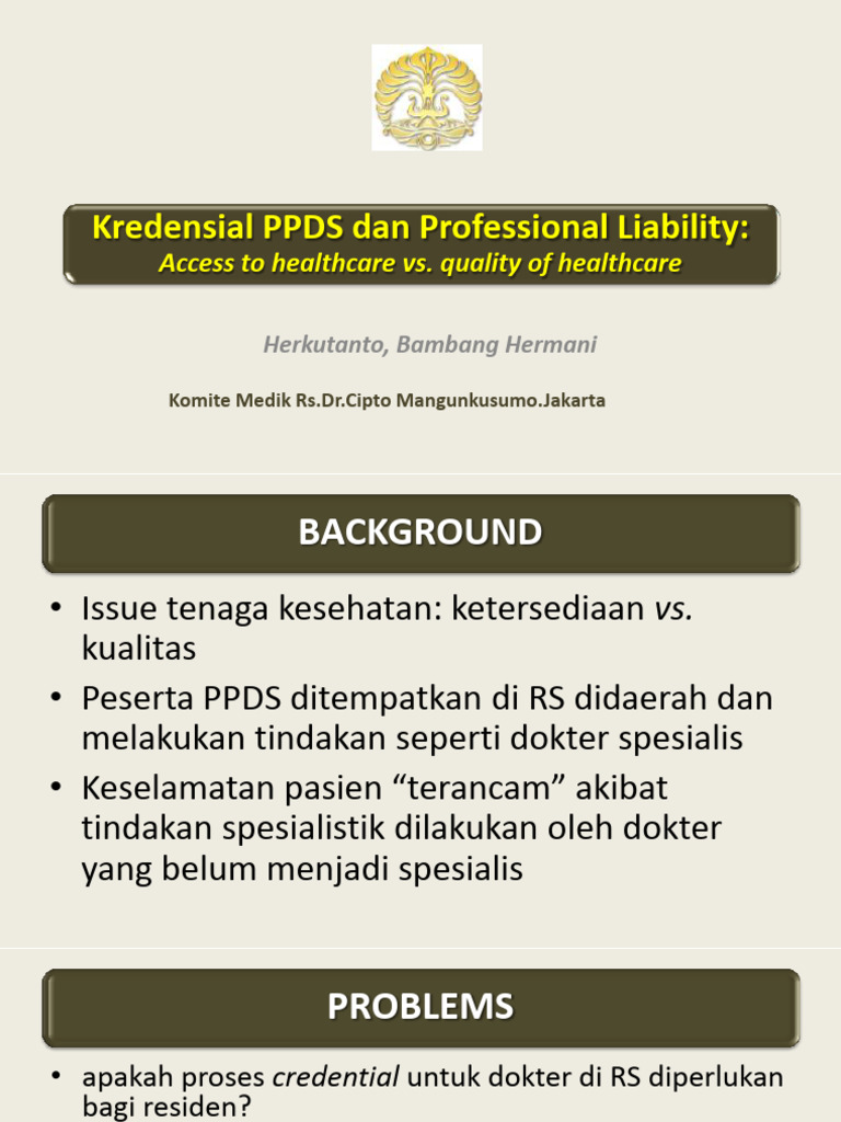 PROF HERKUTANTO - BAMBANG H - Kredensial PPDS Dan Professional Liability | PDF
