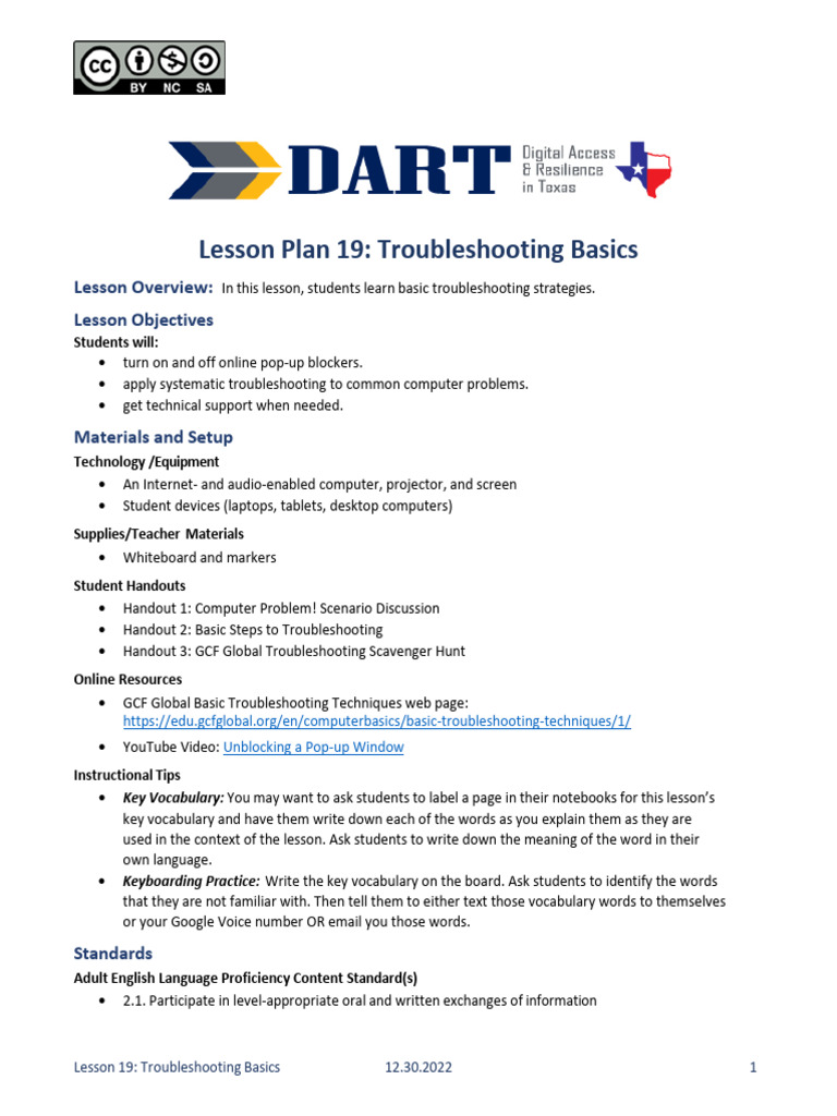 Troubleshooting Basics Lesson Plan | PDF | Troubleshooting | Technical ...