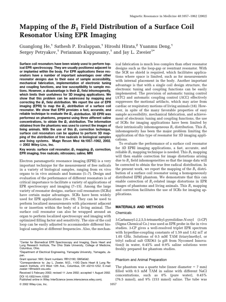 Guanglong He - Mapping of The B1 Field Distribution of A Surface Coil ...