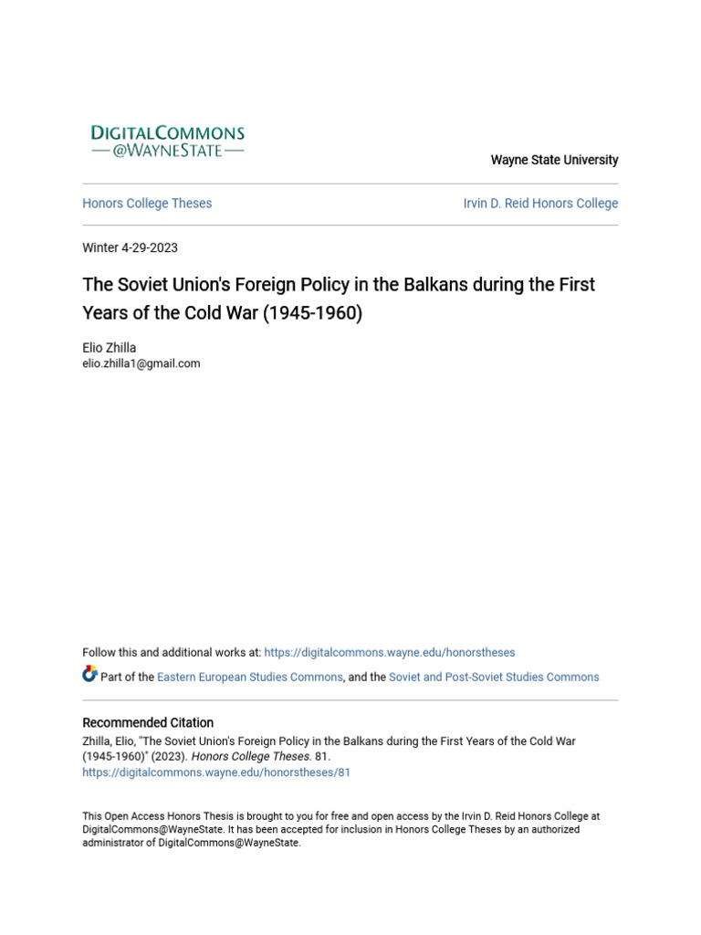 Soviet Foreign Policy in the Balkans (1945-1960) | PDF | Josip Broz ...