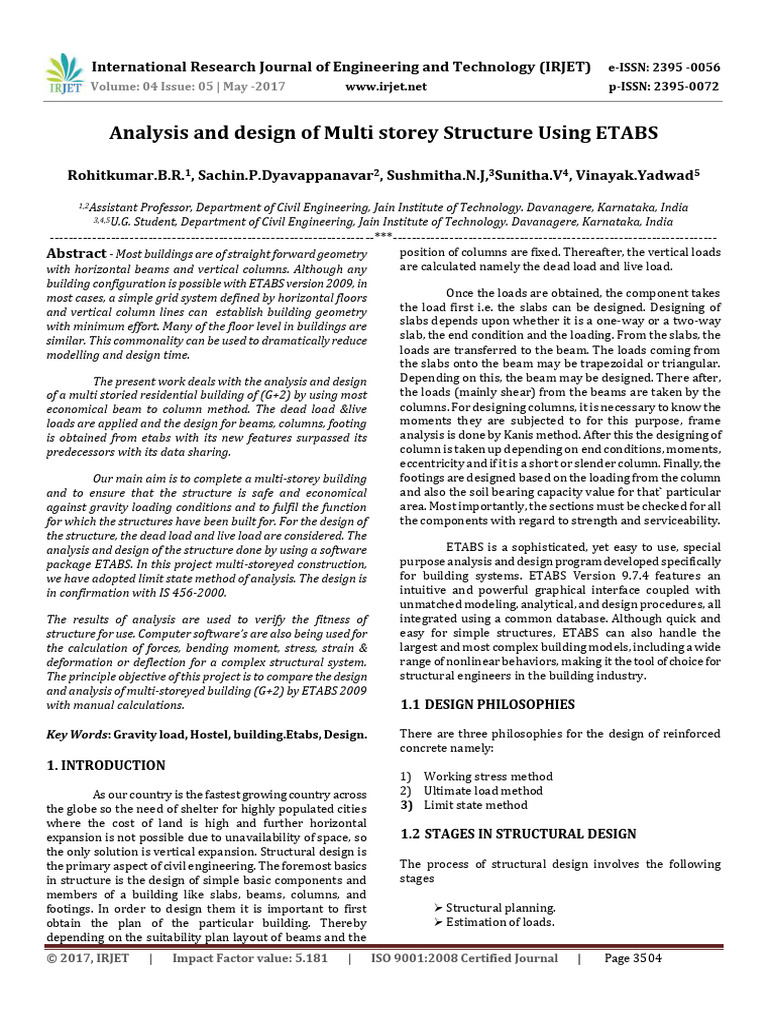 Analysis and Design of Multi Storey Stru | PDF | Beam (Structure ...