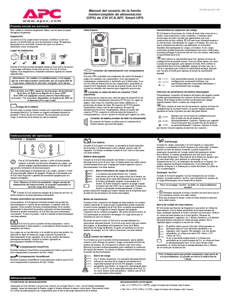 Smart-UPS 700-3000 VA 230 V (Sheet) (V0) | PDF | Conector eléctrico ...