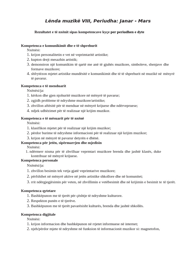 Muzika 8 janar mars | PDF