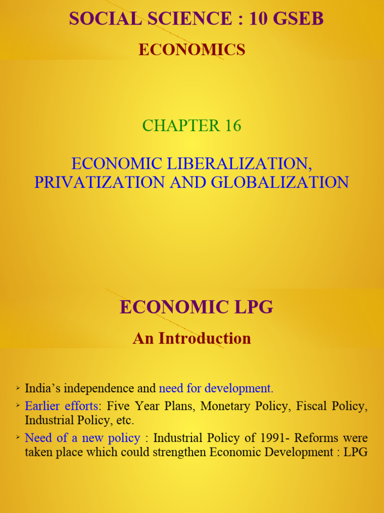 Economic Liberalization, Privatization and Globalization | PDF | World ...