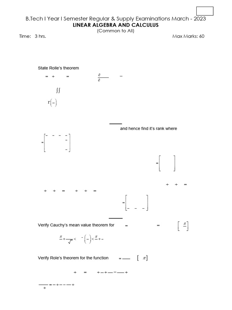 Linear Algebra and Calculus | PDF | Matrix (Mathematics) | Eigenvalues ...