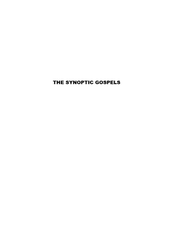 Synoptic Gospels Course Outline | PDF | Gospels | Gospel Of John
