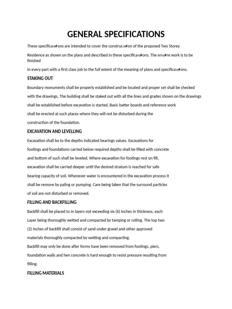 GENERAL SPECIFICATIONS - Sample | PDF | Concrete | Door