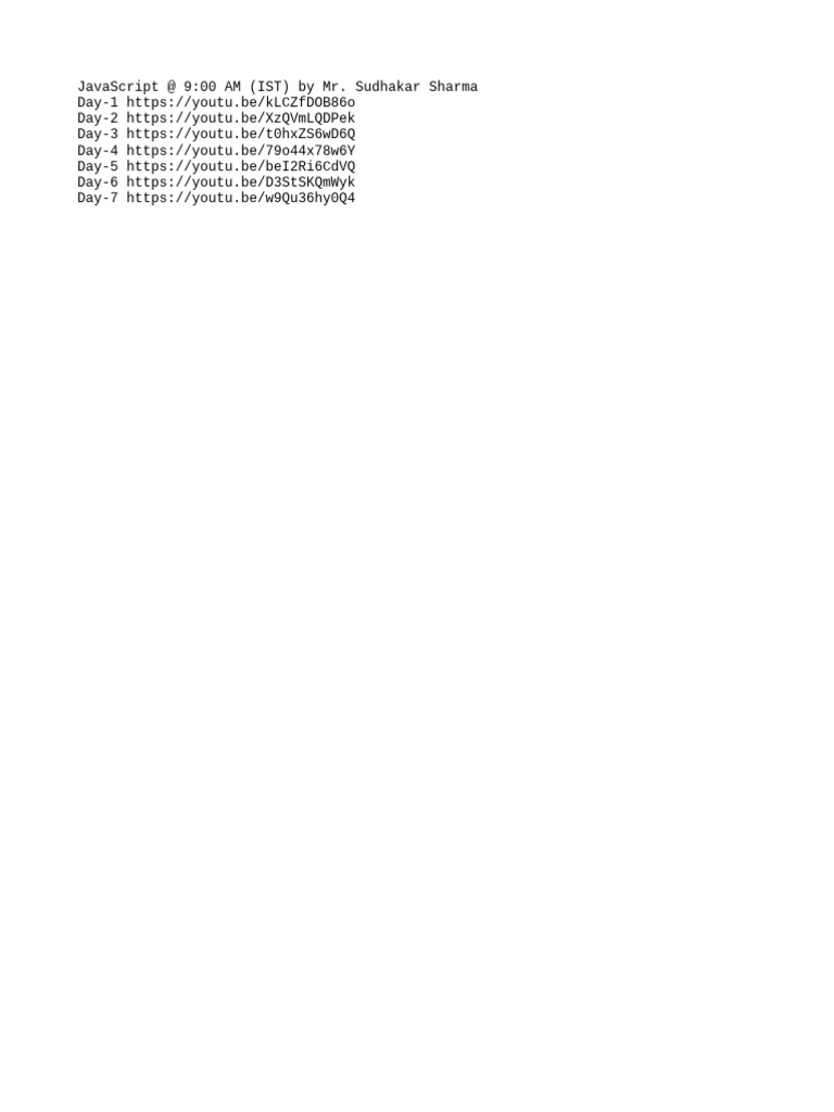 JavaScript Course by Sudhakar Sharma | PDF