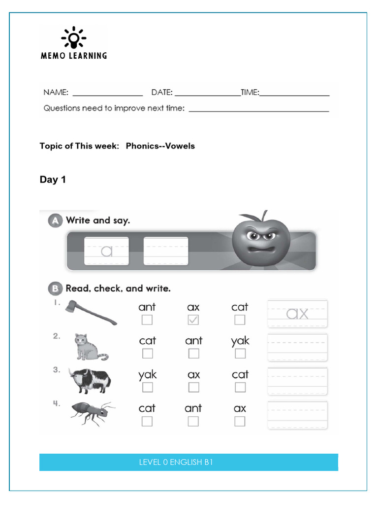 Level 0 English B1-Print | PDF