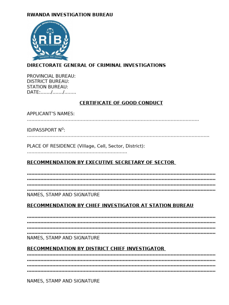 Certificate of Good Conduct Template | PDF