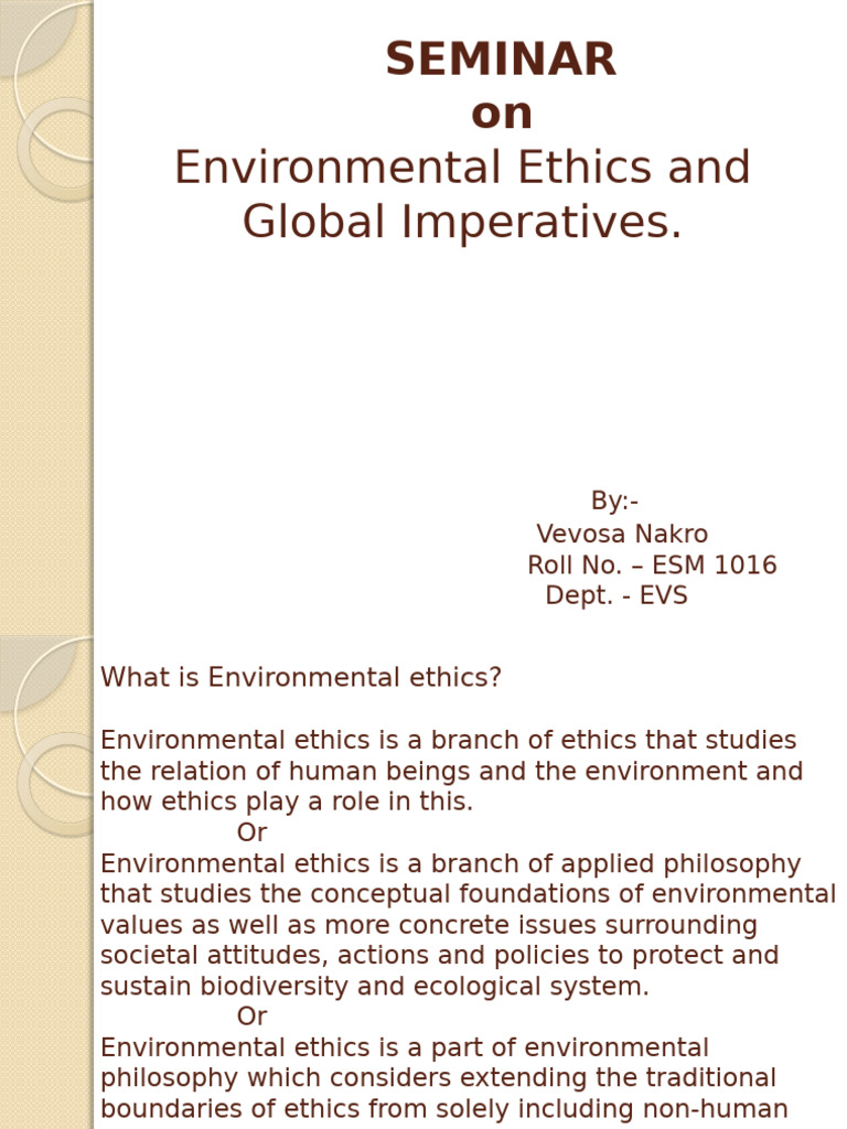Environmental Ethics and Global Issues | PDF | Environmental Ethics ...