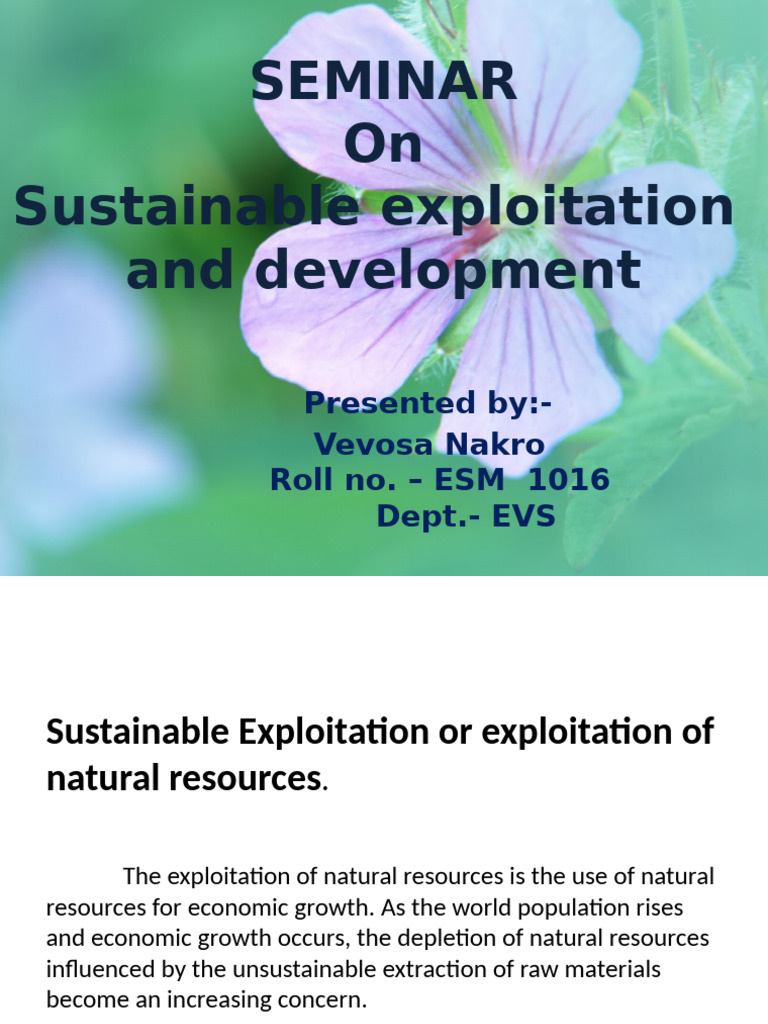 Sustainable Exploitation and Development | PDF | Sustainability ...