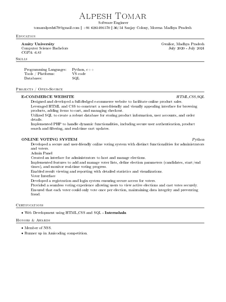 Alpesh's Resume-Hackerresume | PDF