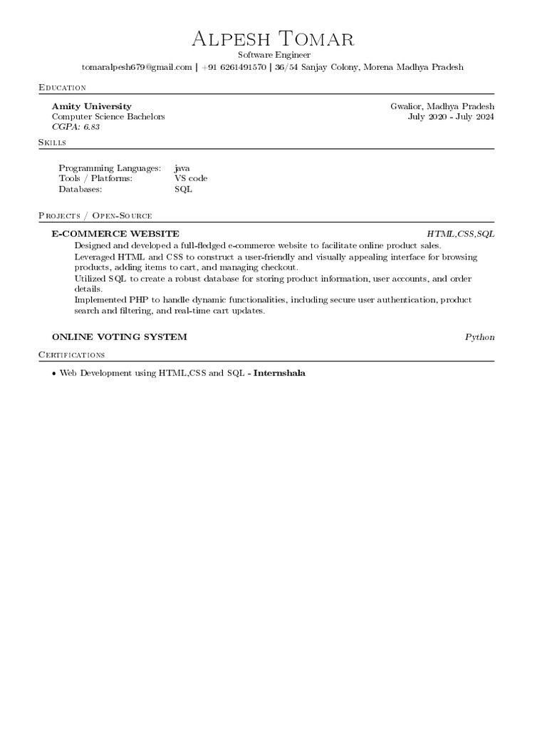 Alpesh's Resume-hackerresume | PDF