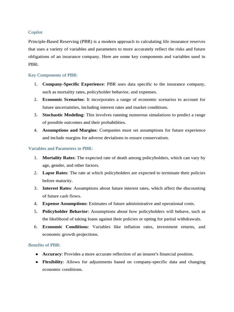 Understanding Principle-Based Reserving | PDF | Insurance | Risk