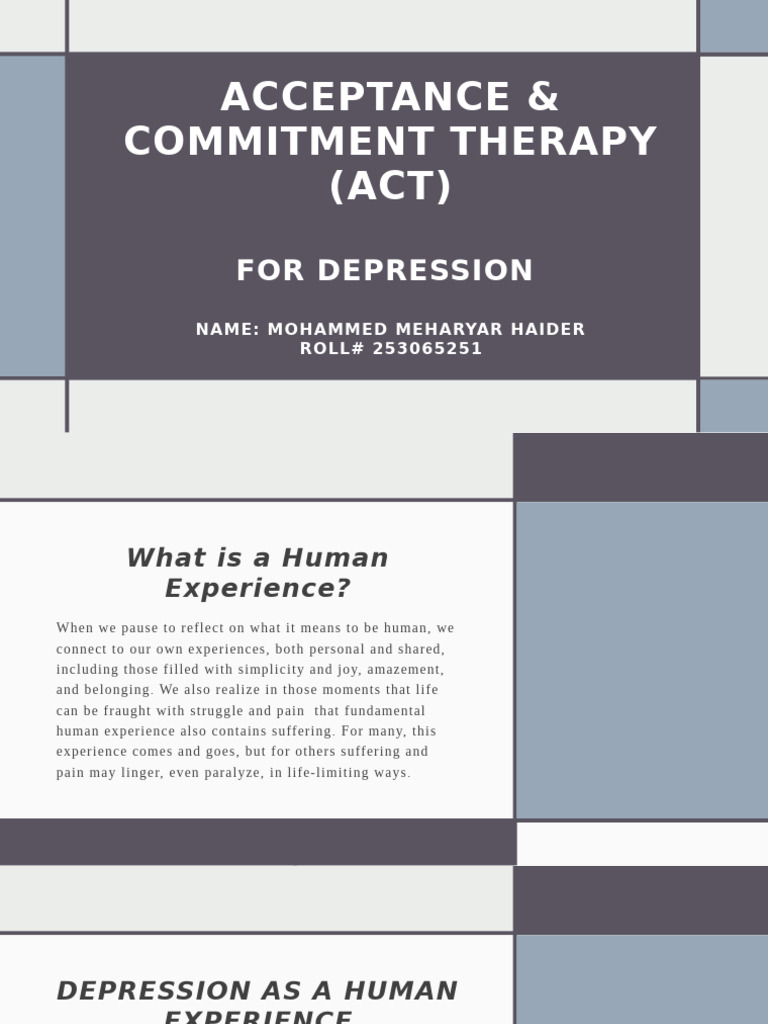 ACT for Managing Depression Effectively | PDF | Thought | Major ...