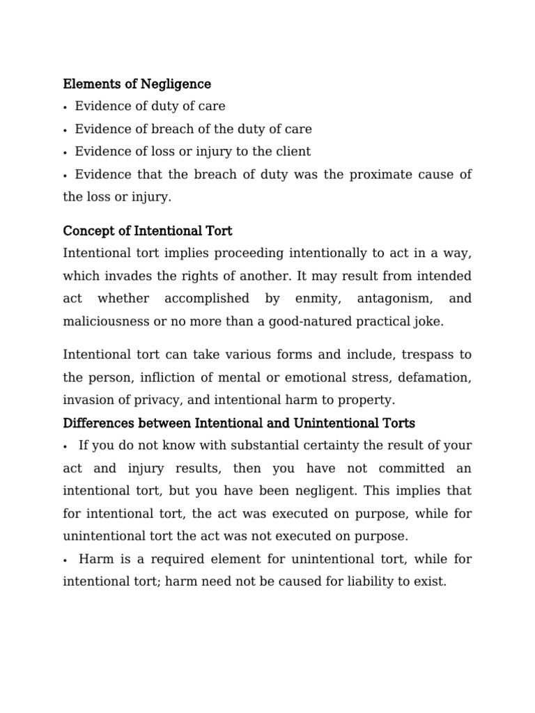 Elements of Negligence | PDF | Defamation | Tort