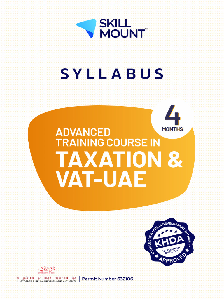 Skillmount VAT UAE Syllabus | PDF | Corporate Tax | Taxes