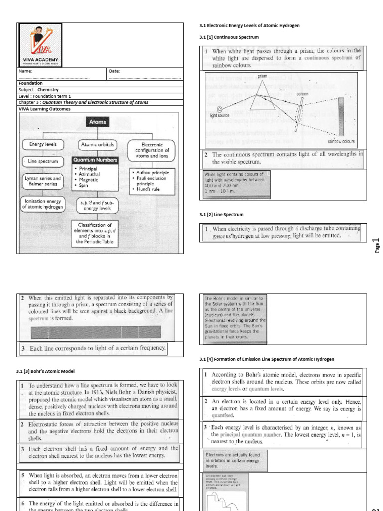 Quantum Theory and Electronic Structure of Atoms (3.1) | PDF | Electron ...