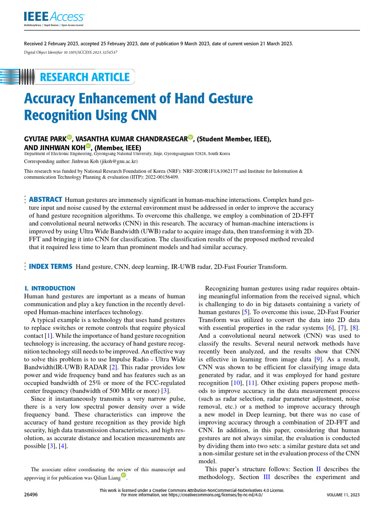 Accuracy Enhancement of Hand Gesture Recognition Using CNN | PDF ...