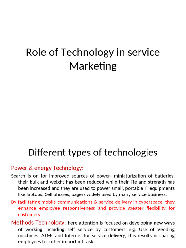 Role of Technology in Service Marketing | PDF | Computer Network ...