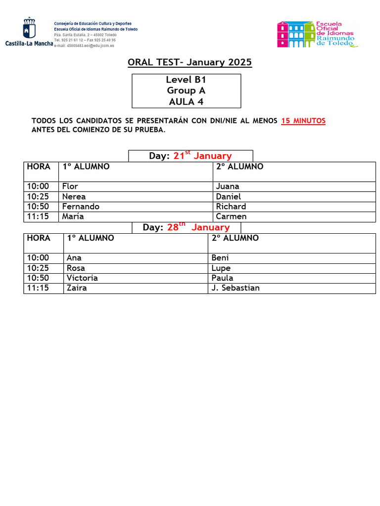 B1_Orals_schedule_Jan_25 | PDF